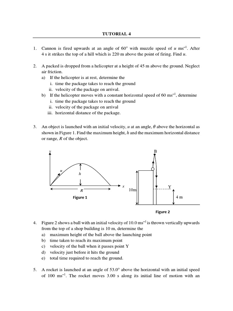 Tutorial 4 | PDF | Projectiles | Velocity