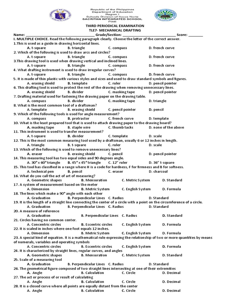 Grade 7 Technical Drawing Exam Guide | PDF | Triangle | Technical Drawing