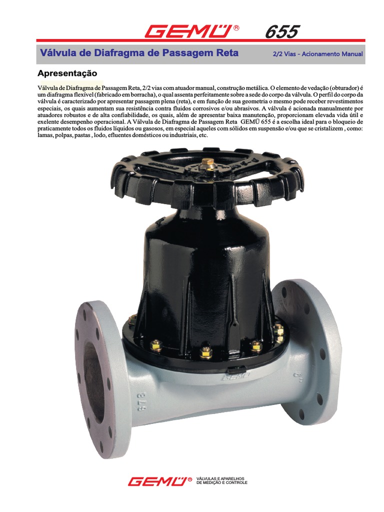 Válvula GEMU Diafragma | PDF | Válvula | Materiais de construção