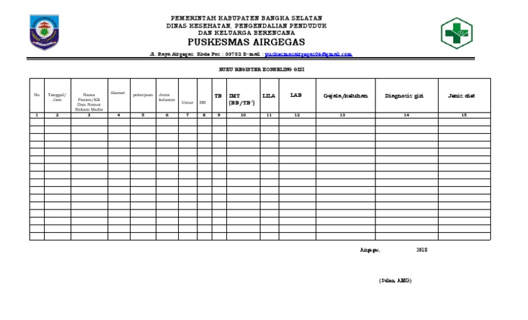 Buku Register Konseling Gizi | PDF