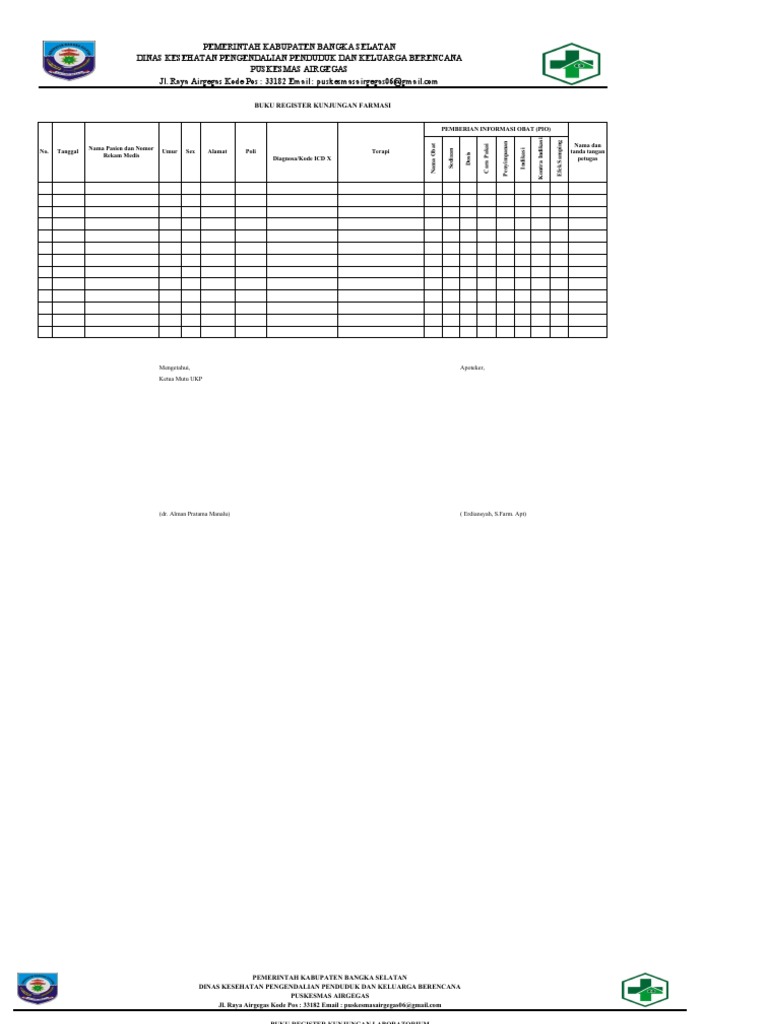 Buku Register Kunjungan Farmasi Dan Laboratorium | PDF