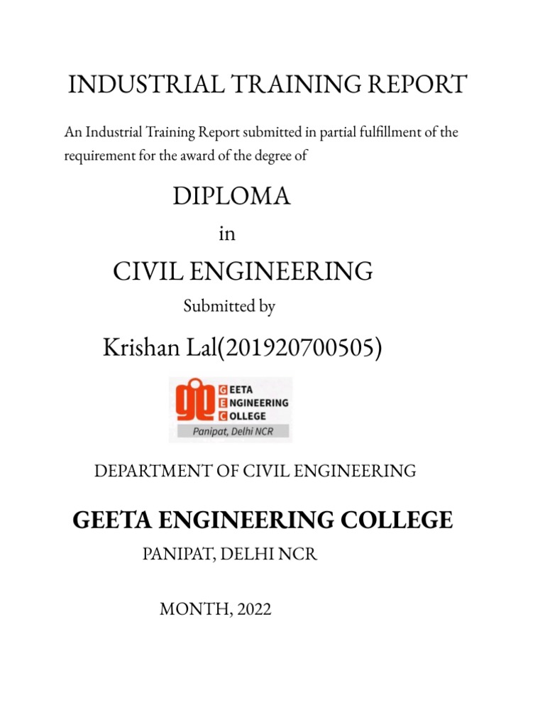Industrial Training Report: Civil Engineering | PDF | Concrete ...
