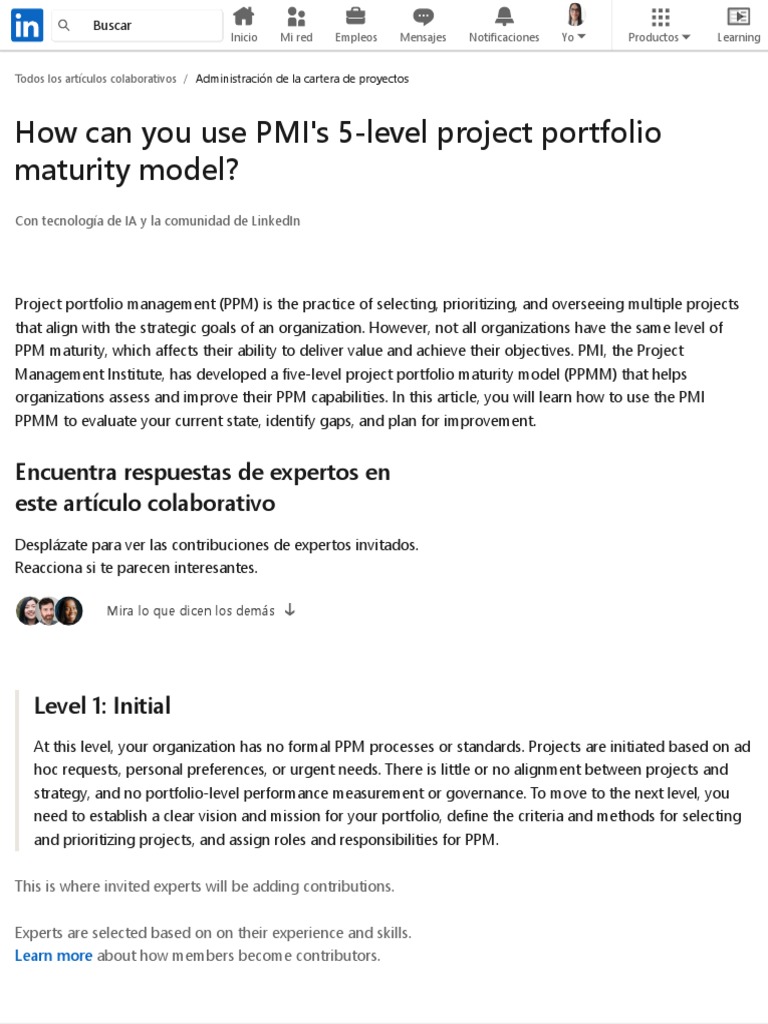 How Can You Use PMI's 5-Level Project Portfolio Maturity Model | PDF
