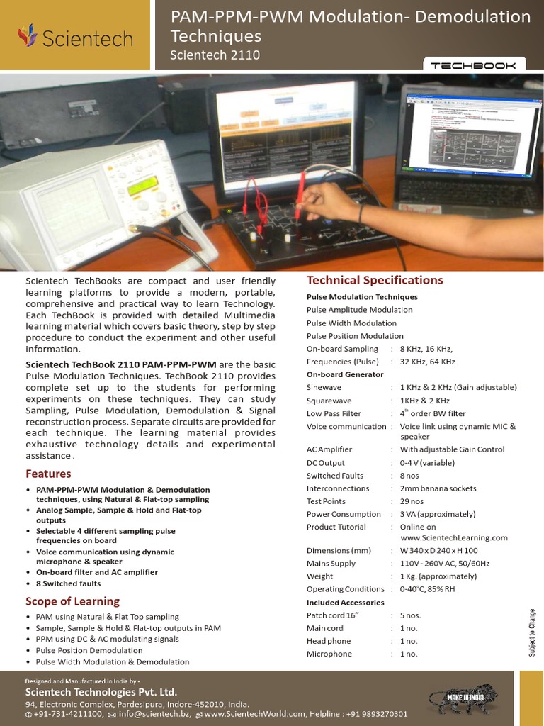 Pam PPM PWM Modulation Demodulation Trainer Scientech 2110 | PDF | Modulation | Sampling (Signal ...