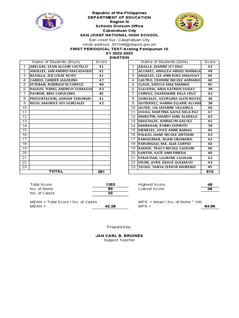 1st Q MPS GRADE 10 | PDF