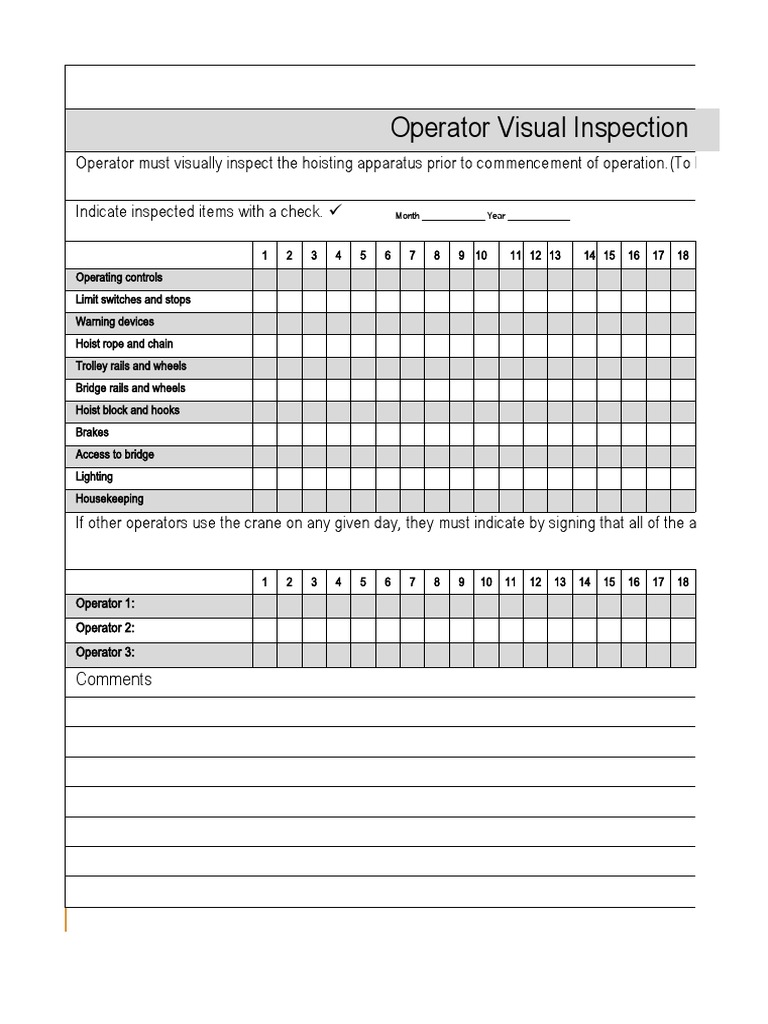 EOT Crane Operators Log | PDF