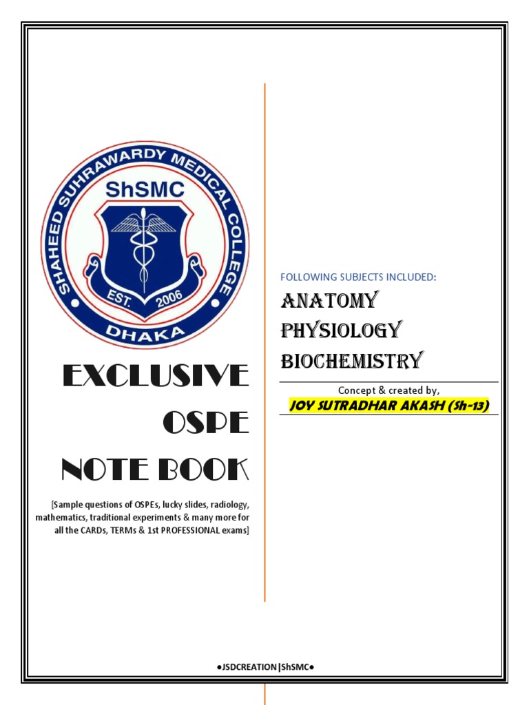 OSPE Anatomy and Physiology Guide | PDF | Human Leg | Coronary Circulation