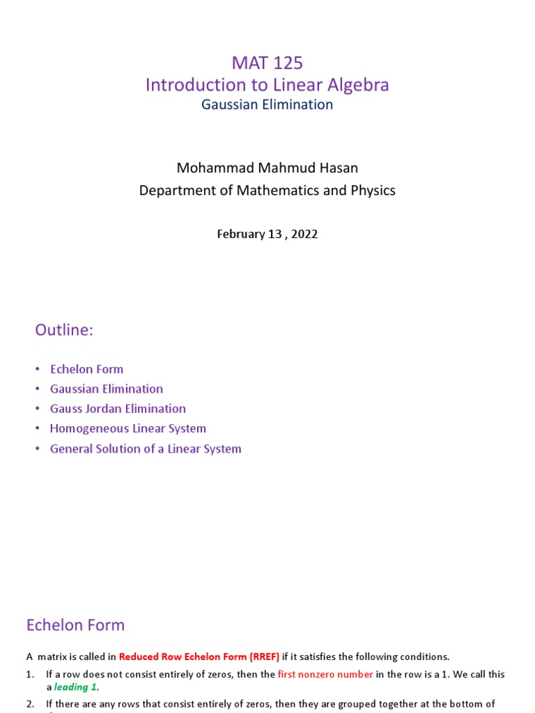 1.2 - Gaussian Elimination | PDF