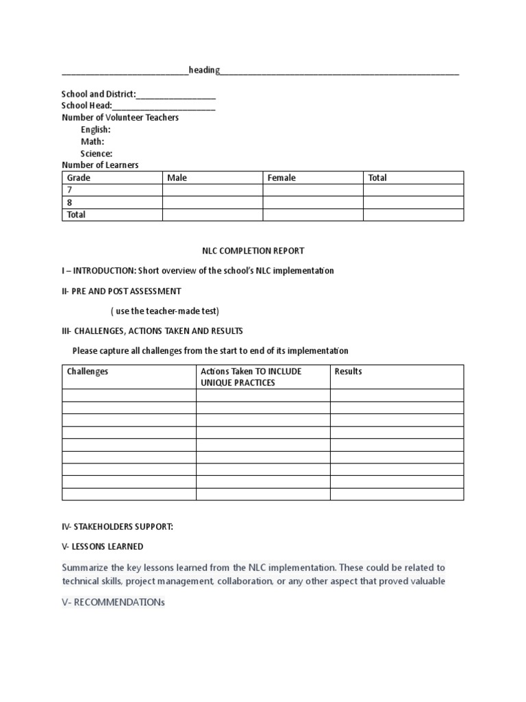 NLC Completion Report | PDF