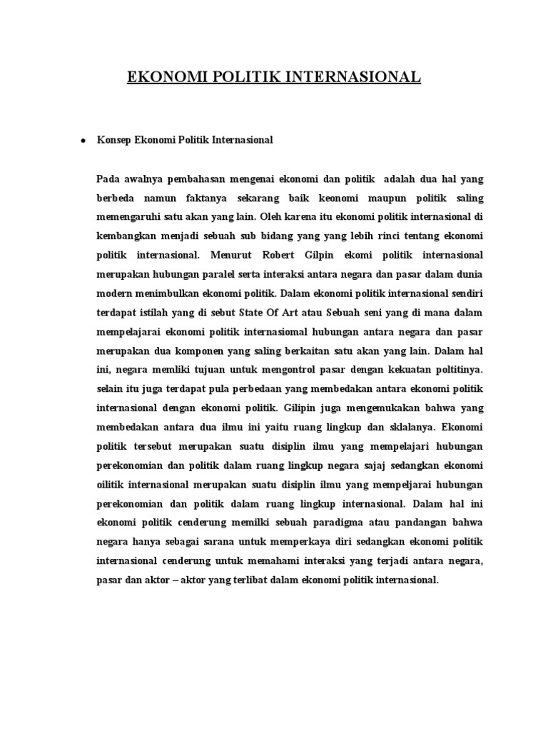 Teori Ekonomi Politik Internasional | PDF | Politik | Ilmu Sosial