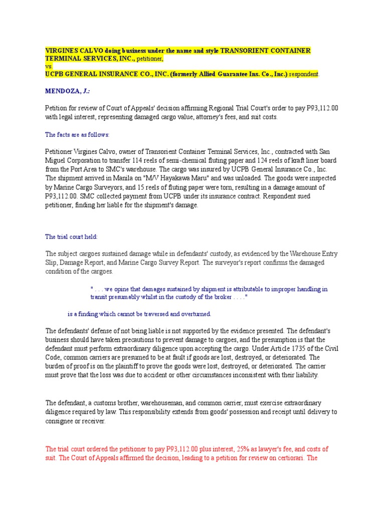 Case 6 Virgines Calvo Doing Business Under The Name and Style ...