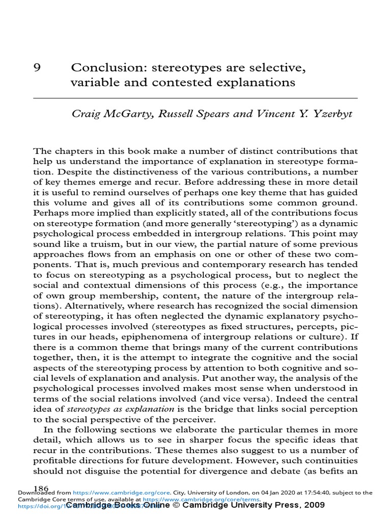 Conclusion. Stereotypes Are Selective | PDF | Social Science | Philosophy