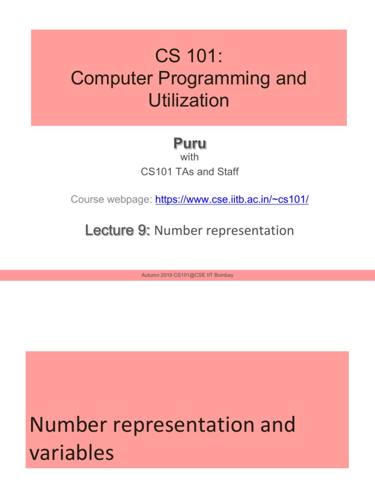 Lecture 9 | PDF | Integer (Computer Science) | Bit