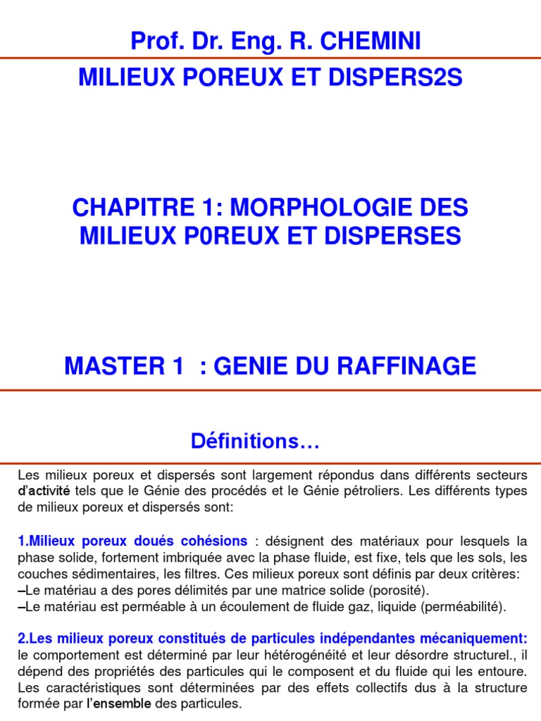 1 - Chapitre 1 - Milieux Poreux Et Dispersés-M1-GR | PDF | Tensioactif ...