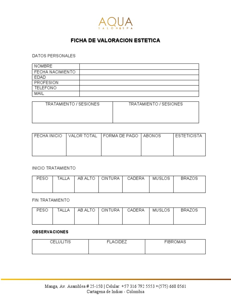 Ficha Tecnica Valoracion Estetica | PDF