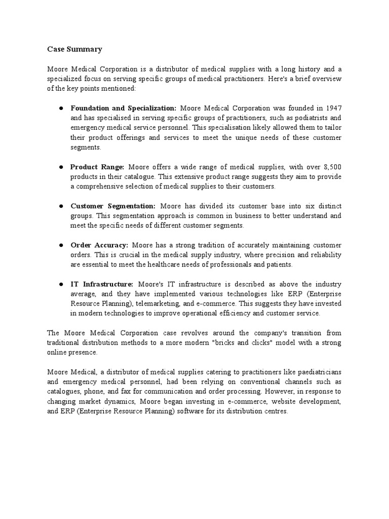 Moore Medical's E-commerce Transition | PDF | Enterprise Resource ...