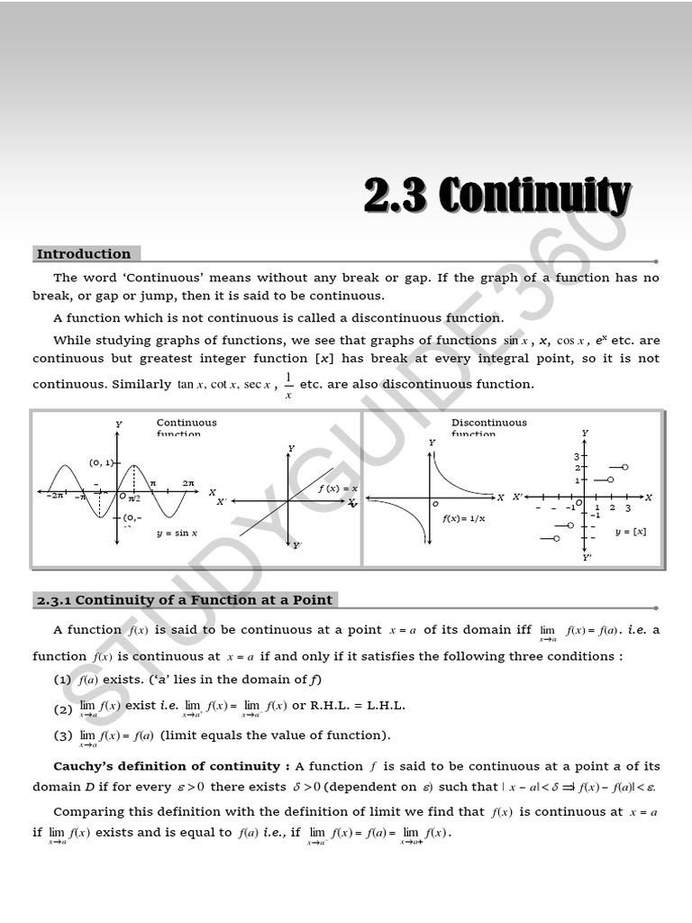 Chapter 2.3 | PDF | Continuous Function | Limit (Mathematics)
