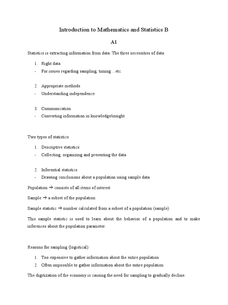 Mathematics and Statistics A1 | PDF