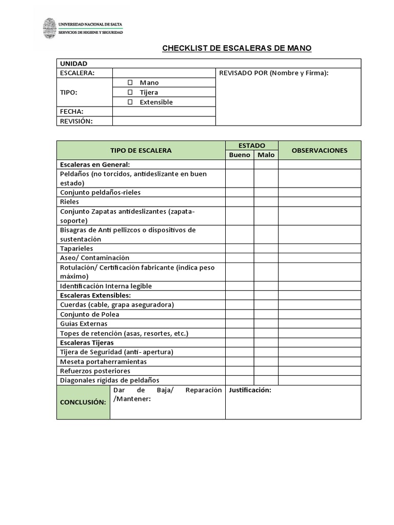 Checklist de Escaleras de Mano | PDF
