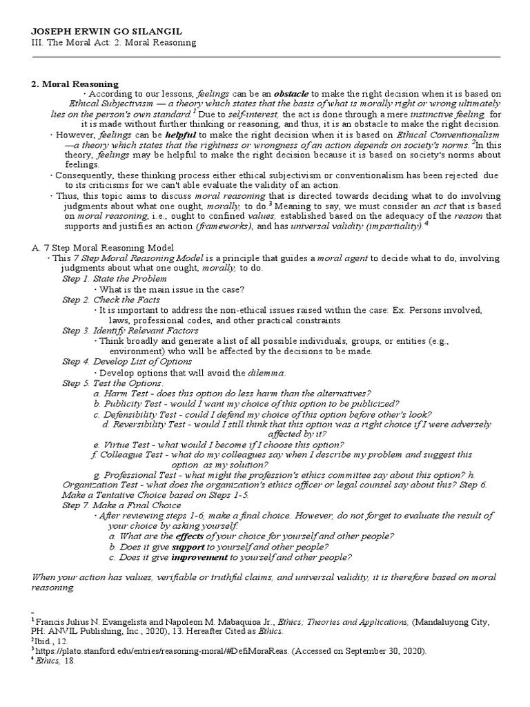 The Moral Reasoning | PDF | Morality | Reason