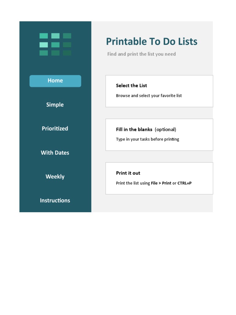 Printable to Do List Template | PDF | Time Management | Professional Skills