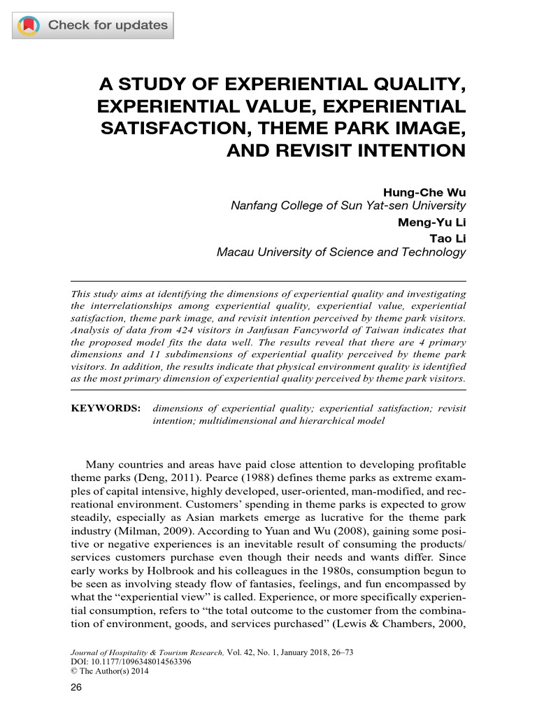 A Study of Experiential Quality, Experiential Value, Experiential ...