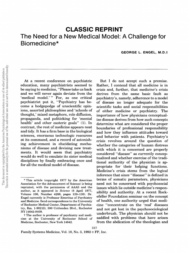 The Need For A New Medical Model A Challenge For Biomedicine | PDF ...