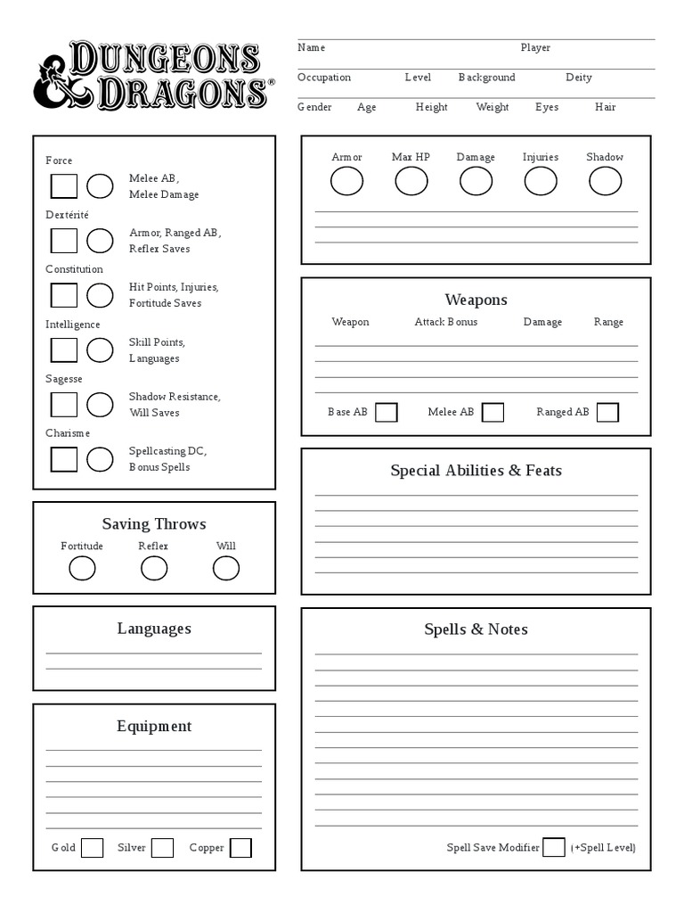 Character Sheet V1 | PDF