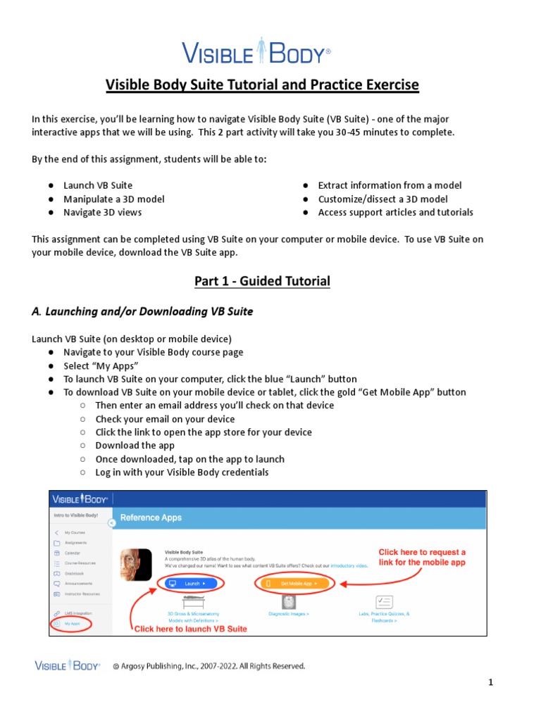 Visible Body Suite Navigation Guide | PDF | Mobile App | Arm