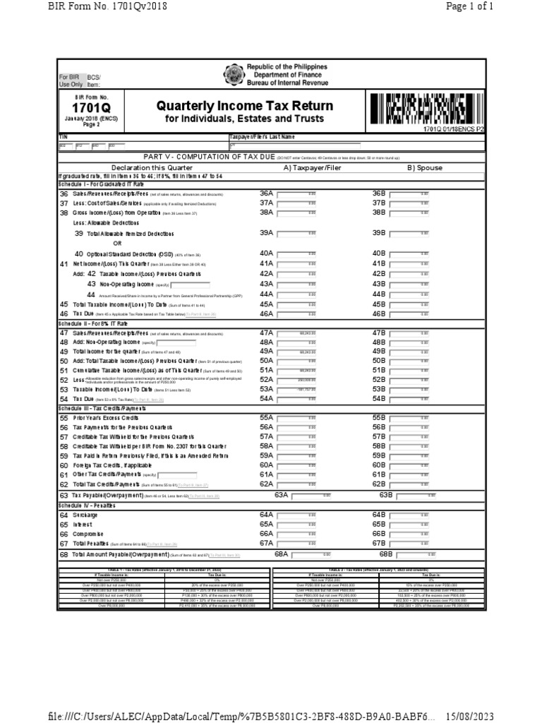 1701Q Page 2 | PDF | Income Tax | Tax Deduction