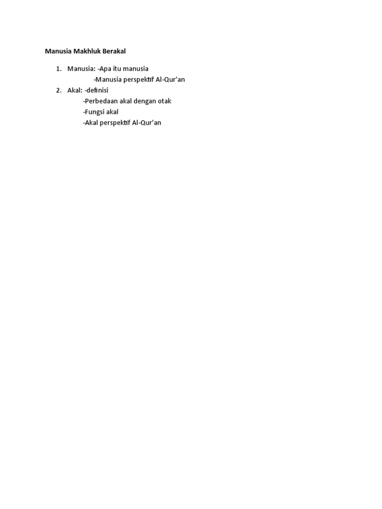 Manusia: Makhluk Berakal dalam Islam | PDF