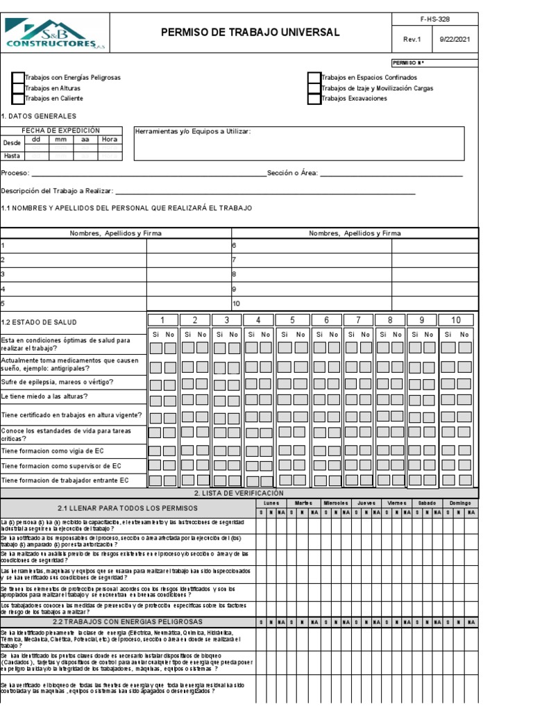Permiso de Trabajo Universal | PDF | Ingenieria Eléctrica | Naturaleza