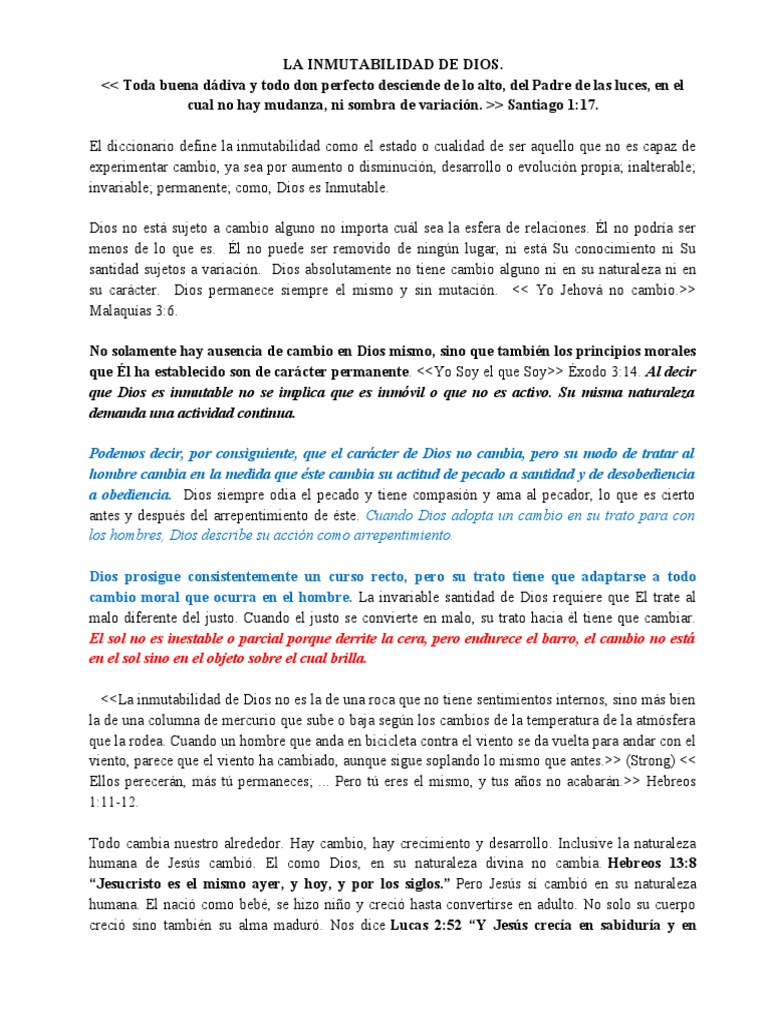 La Inmutabilidad de Dios | PDF | Dios | Pecado
