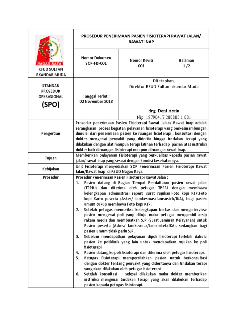 Sop Fisioterapi Ok | PDF