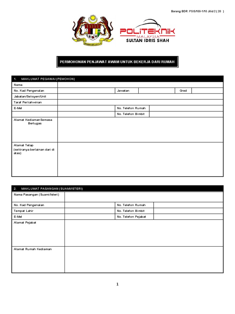 Borang BDR PSIS Pindaan | PDF