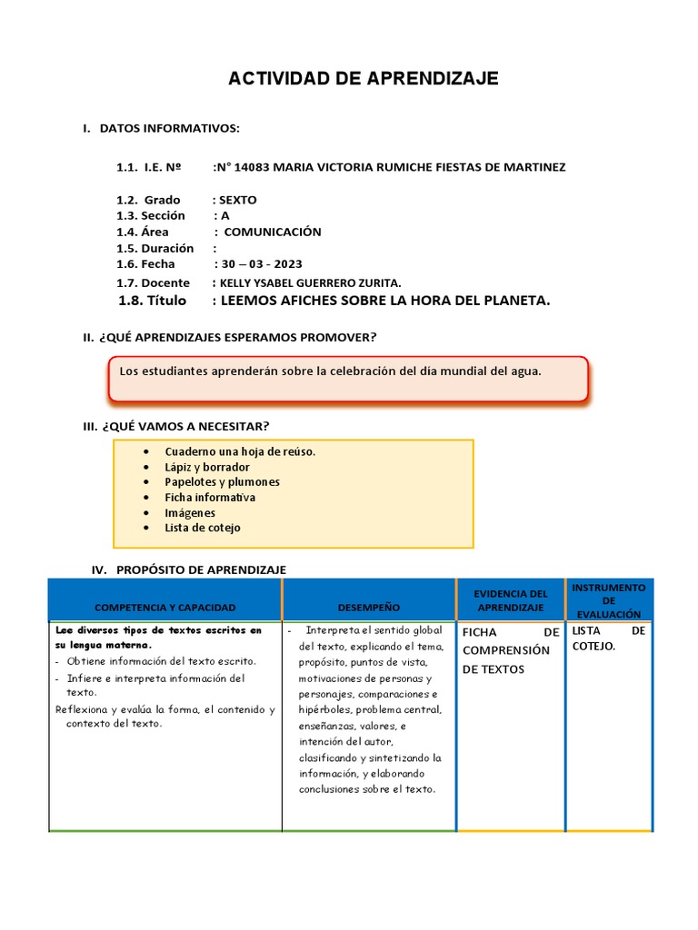 Actividad de Comunicación 30 - 03 - 2023 | PDF