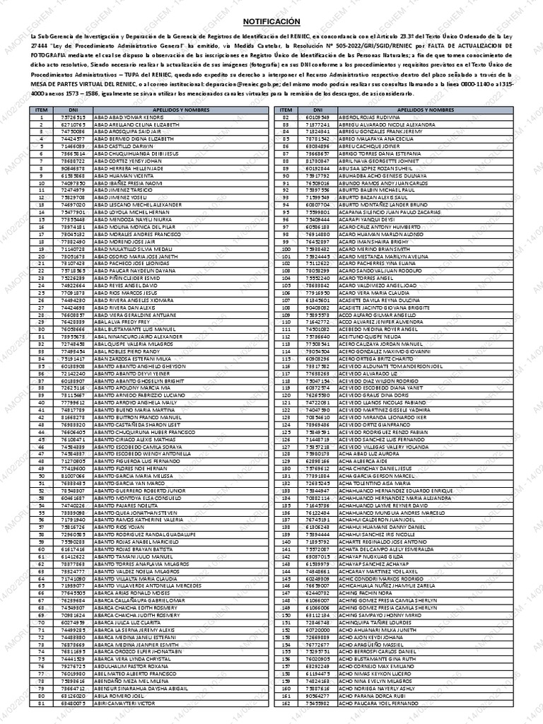 Listado de Registros en Proceso de Investigación | PDF