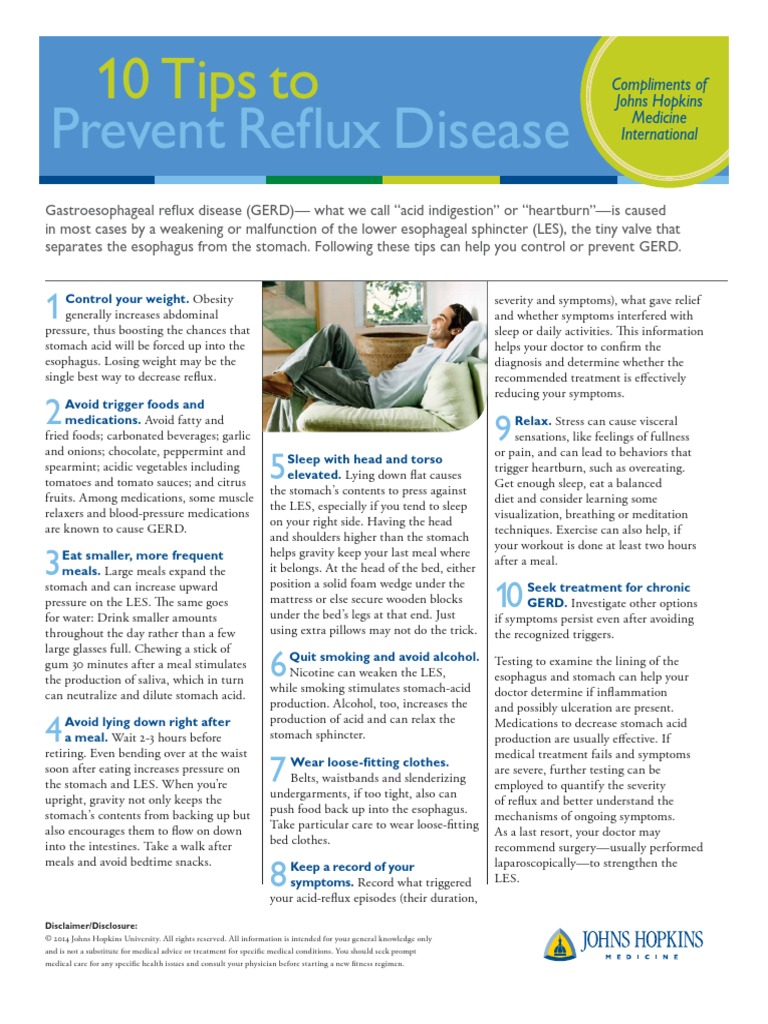 JHI130231 Tipsheet 10 Tips To Prevent Reflux Disease-5 JHMI | PDF