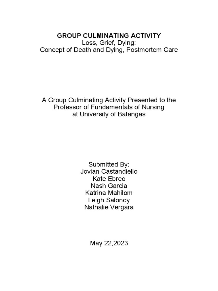Group Culminating Activity | PDF