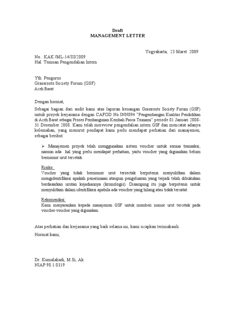 Manajemen Letter | PDF