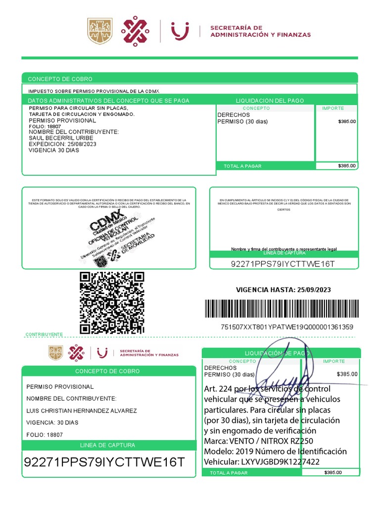 Permiso Provisional para Circular CDMX | PDF
