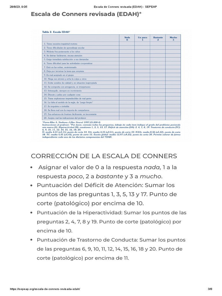Escala de Conners Revisada (EDAH) | PDF