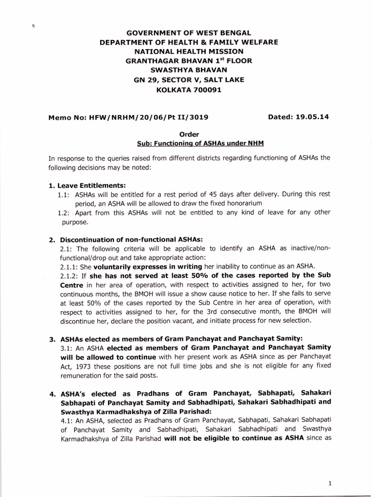 Functioning of ASHAs Under NHM - Mission Director | PDF