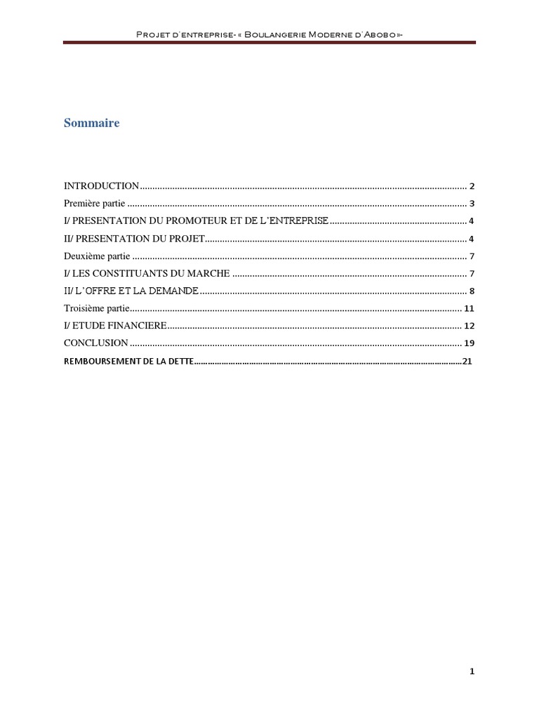 Projet Boulangerie | PDF