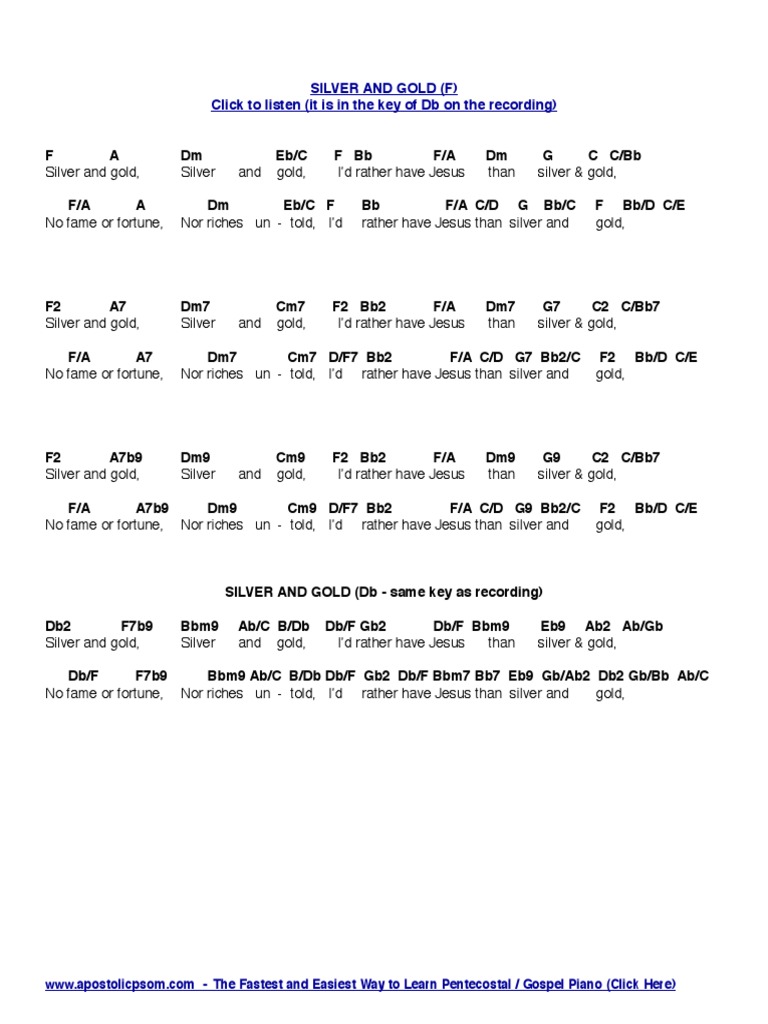 Silver and Gold Lyrics and Chords | PDF