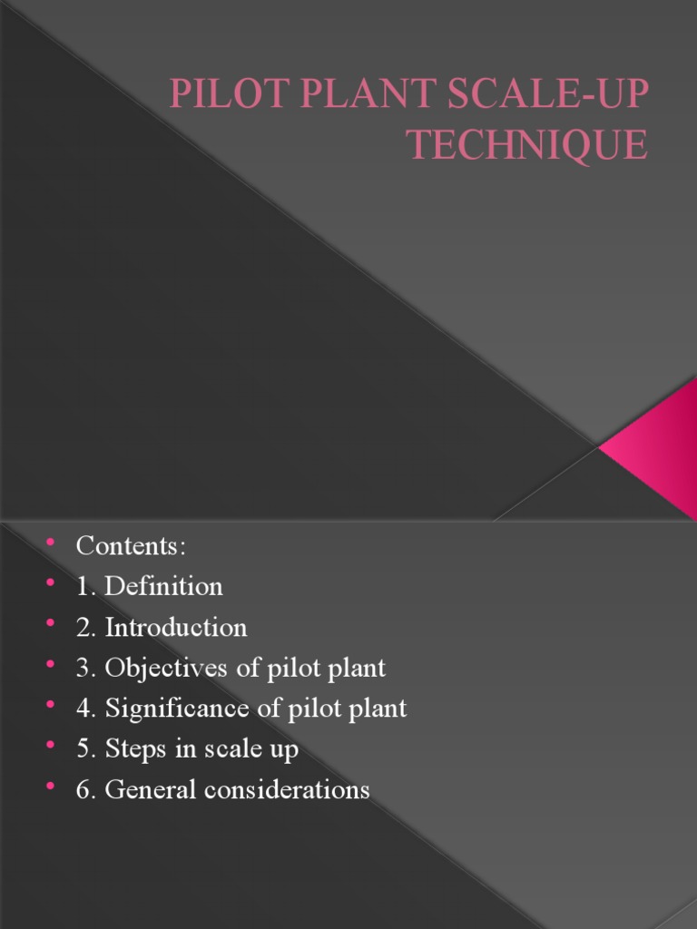 Pilot Plant Scale-Up Techniques | PDF