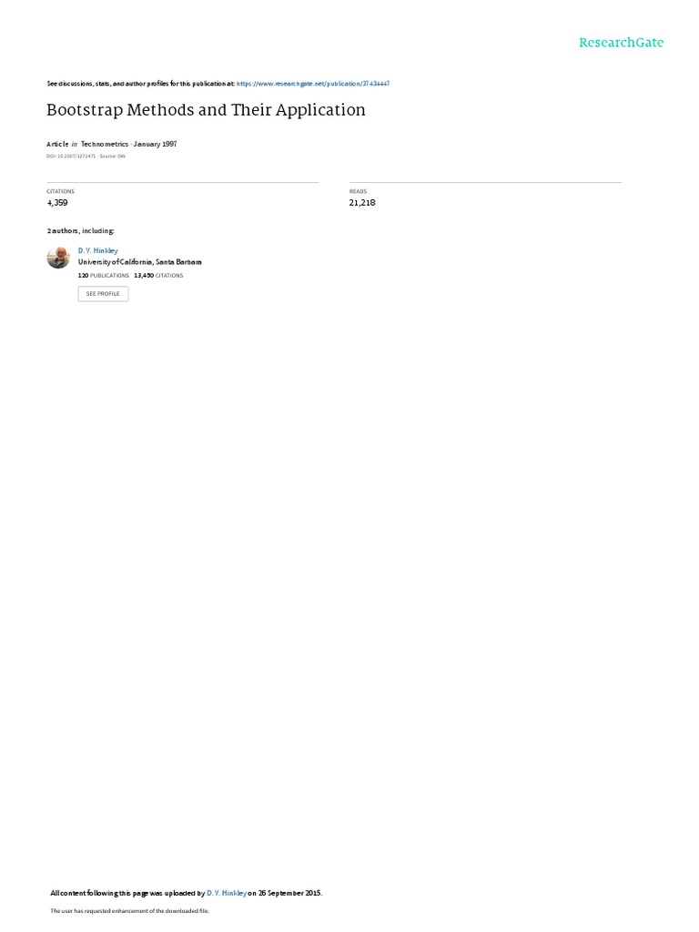 Bootstrap Methods and Their Applications. | PDF | Bootstrapping (Statistics) | Resampling ...