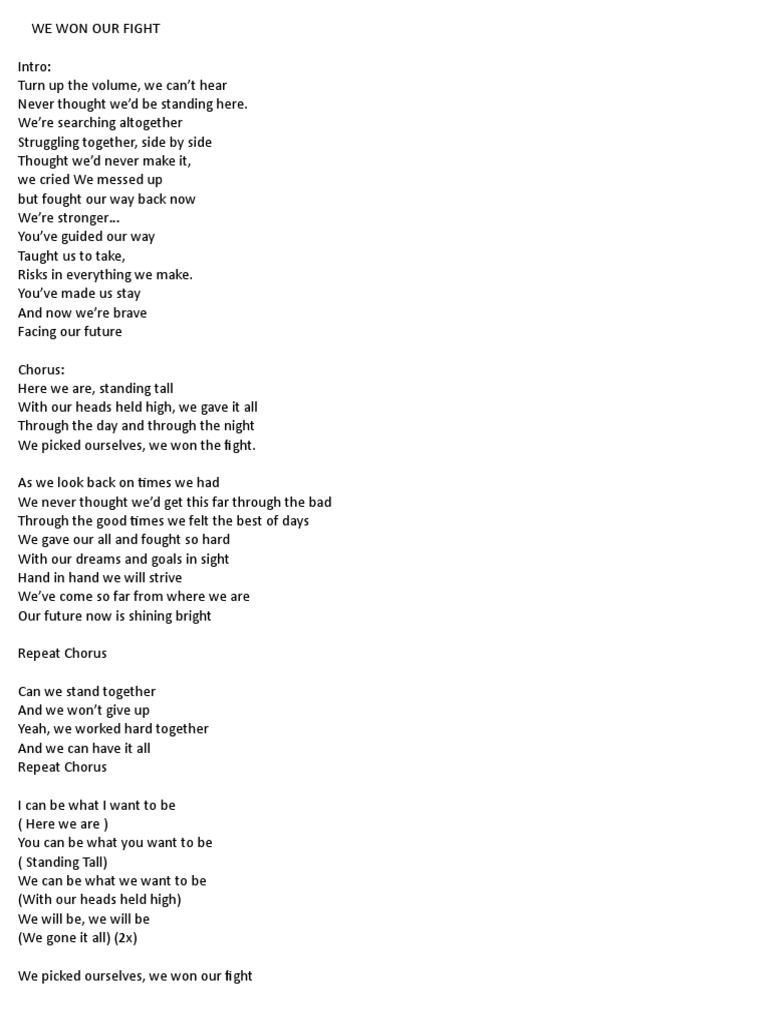 We Won Our Fight | PDF