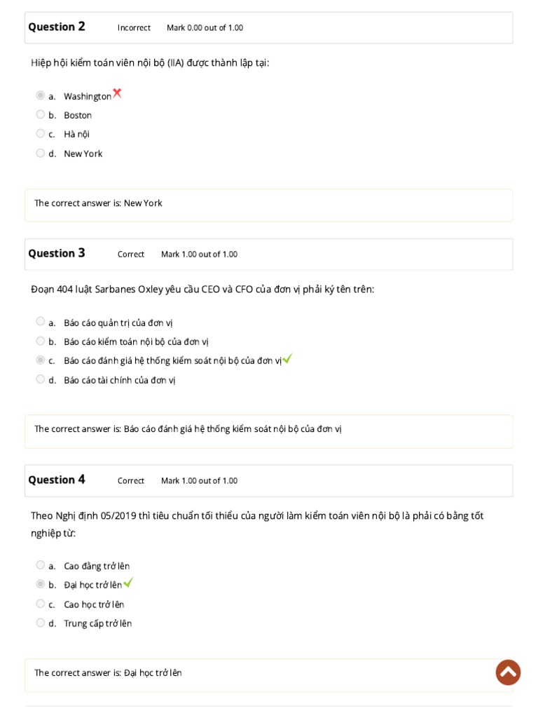 KTGK kiểm toán nội bộ - Đề 2 | PDF