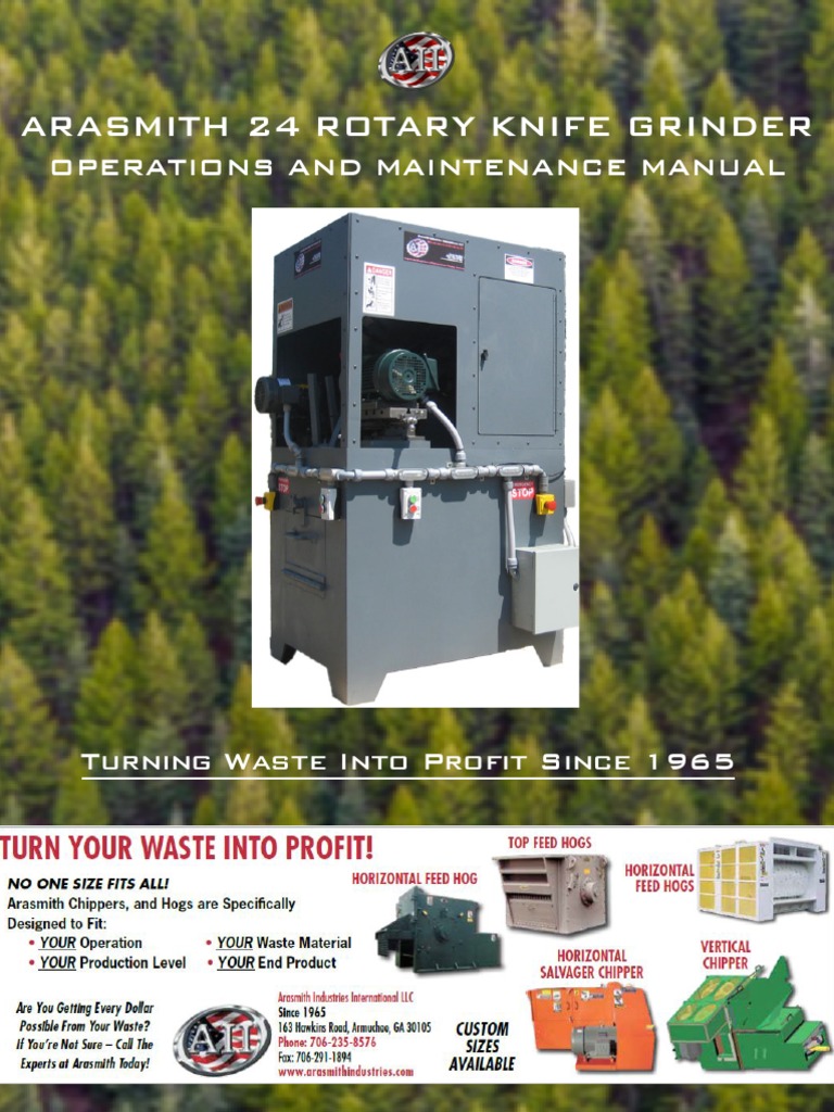 Arasmith 24 Rotary Knife Grinder Operation & Main Manual 2022 | PDF ...